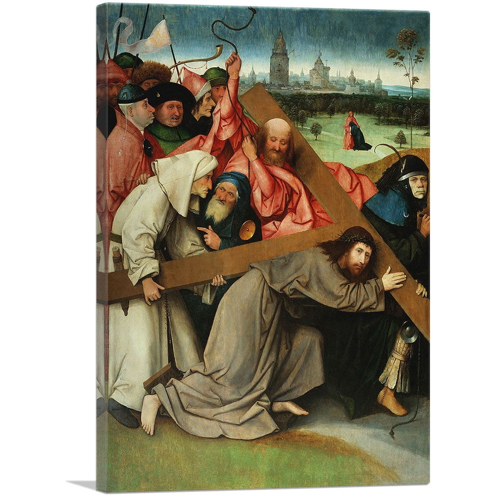 ARTCANVAS Christ Carrying The Cross Canvas Art Print by Hieronymus Bosch - Size: 26" x 18" (0.75 ...