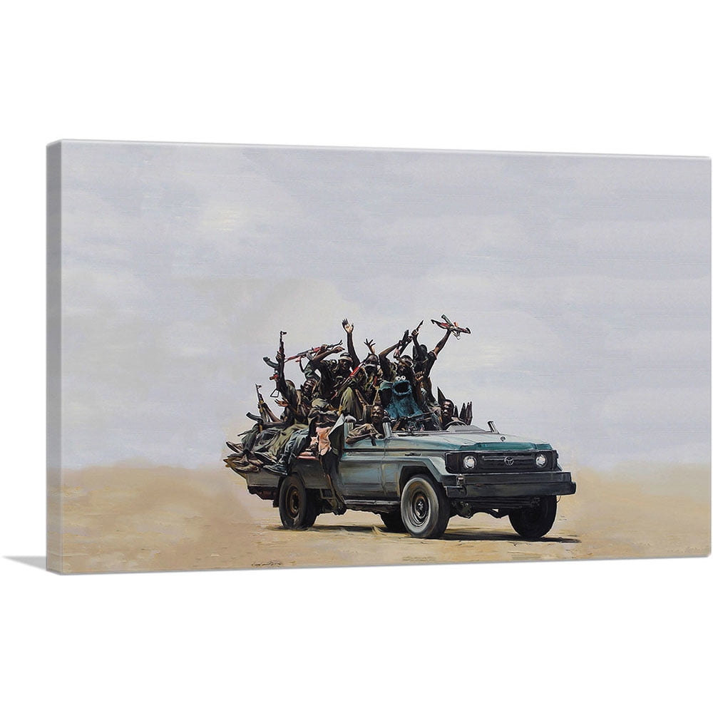ARTCANVAS Cookie Monster with Rebel Militia Canvas Art Print by Banksy - Size: 40" x 26" (1.50 ...