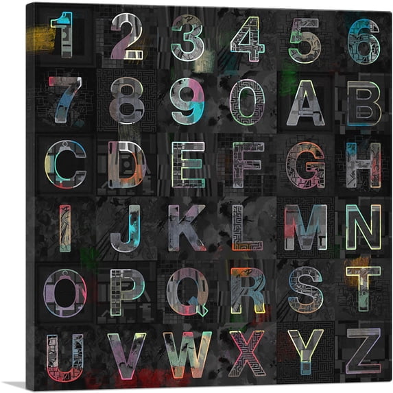 ARTCANVAS Cool Colorful Square Full Alphabet Canvas Art Print - Size ...