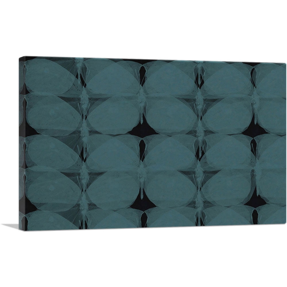 ARTCANVAS Dark Teal Butterflies Modern Rectangle Canvas Art Print ...