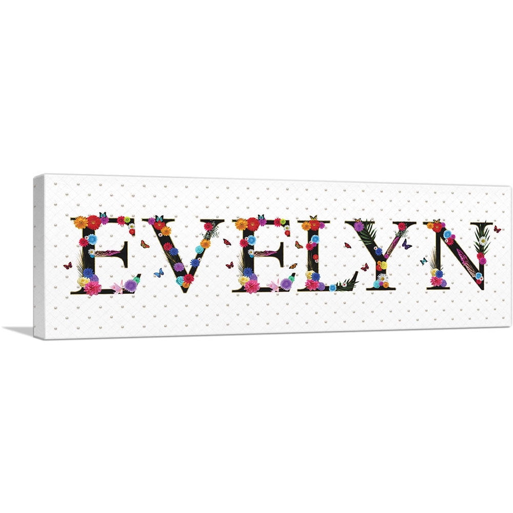 ARTCANVAS EVELYN Girls Name Room Decor Canvas Art Print - Size: 48" x ...