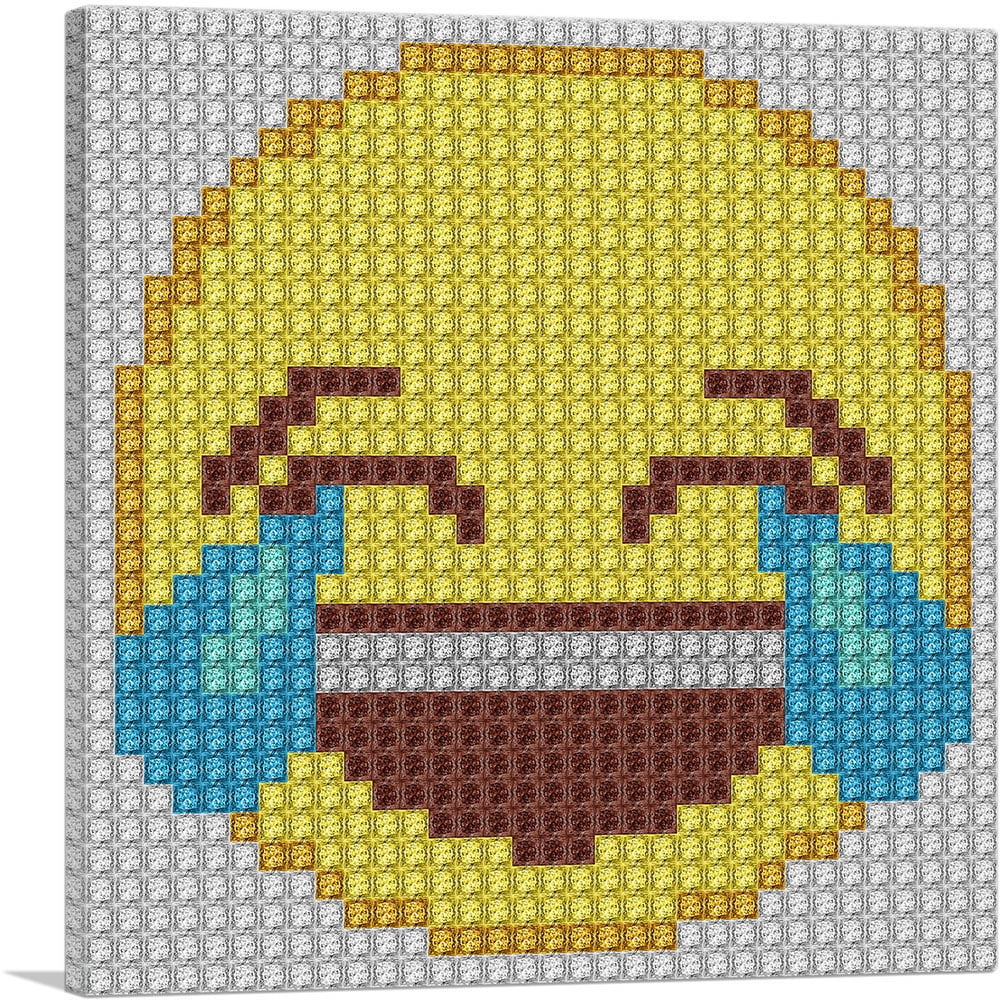ARTCANVAS Emoticon Laughing Crying Smiley Face Jewel Pixel Canvas Art ...