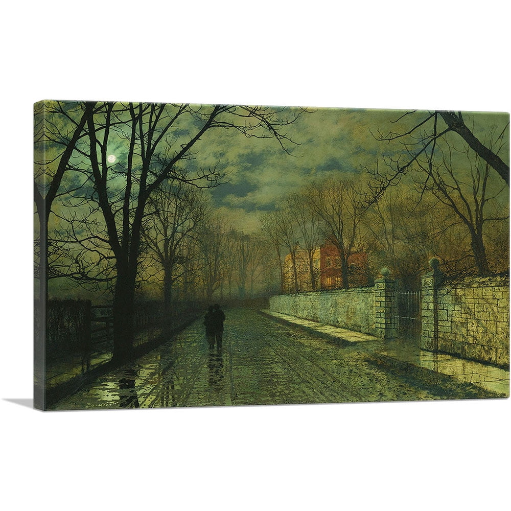 ARTCANVAS Figures in a Moonlit Lane After Rain Canvas Art Print by John ...