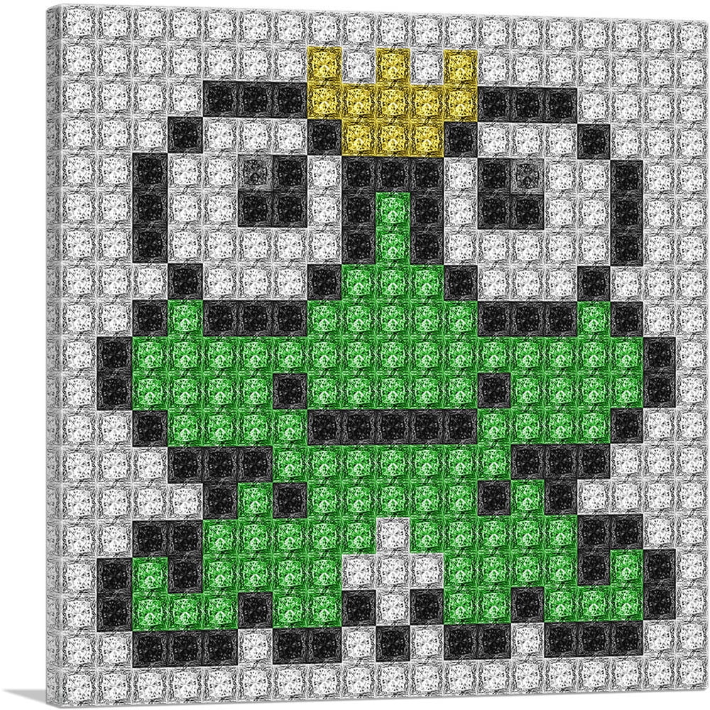 ARTCANVAS Frog Prince Emoticon Fairy Tale Jewel Pixel Canvas Art Print ...