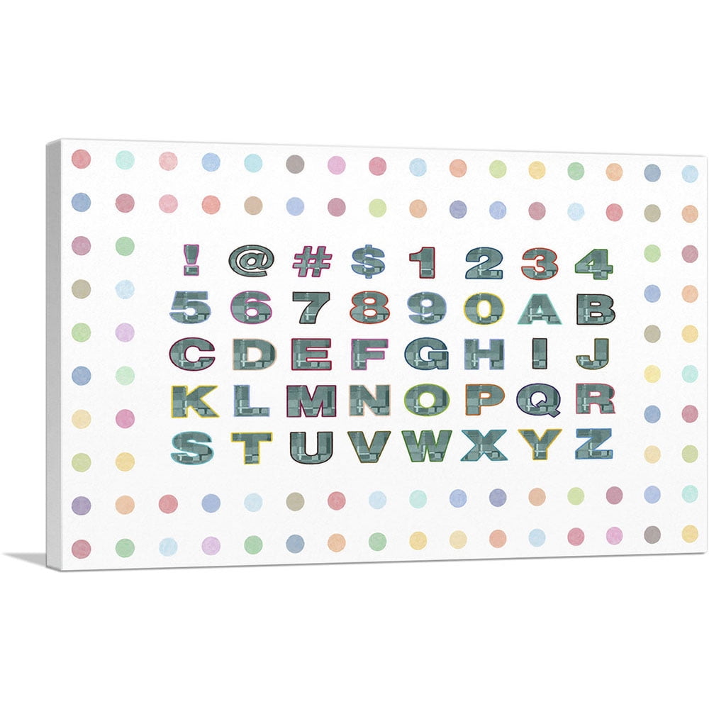 ARTCANVAS Fun Polka Dots Horizontal Rectangle Full Alphabet Canvas Art ...