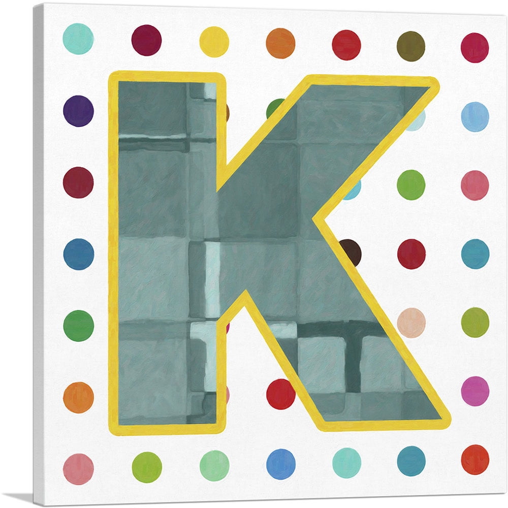 ARTCANVAS Fun Polka Dots Letter K Canvas Art Print - Size: 36" x 36" (1 ...
