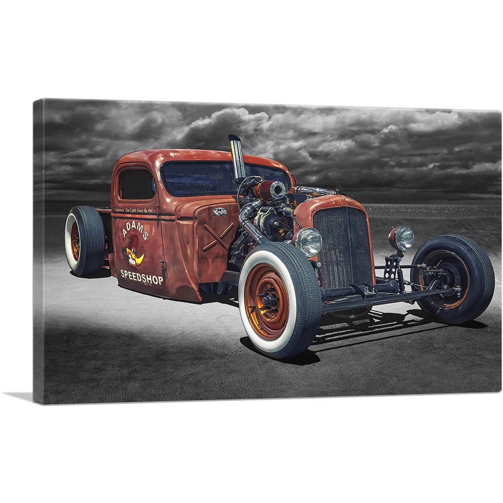 ARTCANVAS Hot Rod American Vintage Car Canvas Art Print - Size: 12" x 8 ...