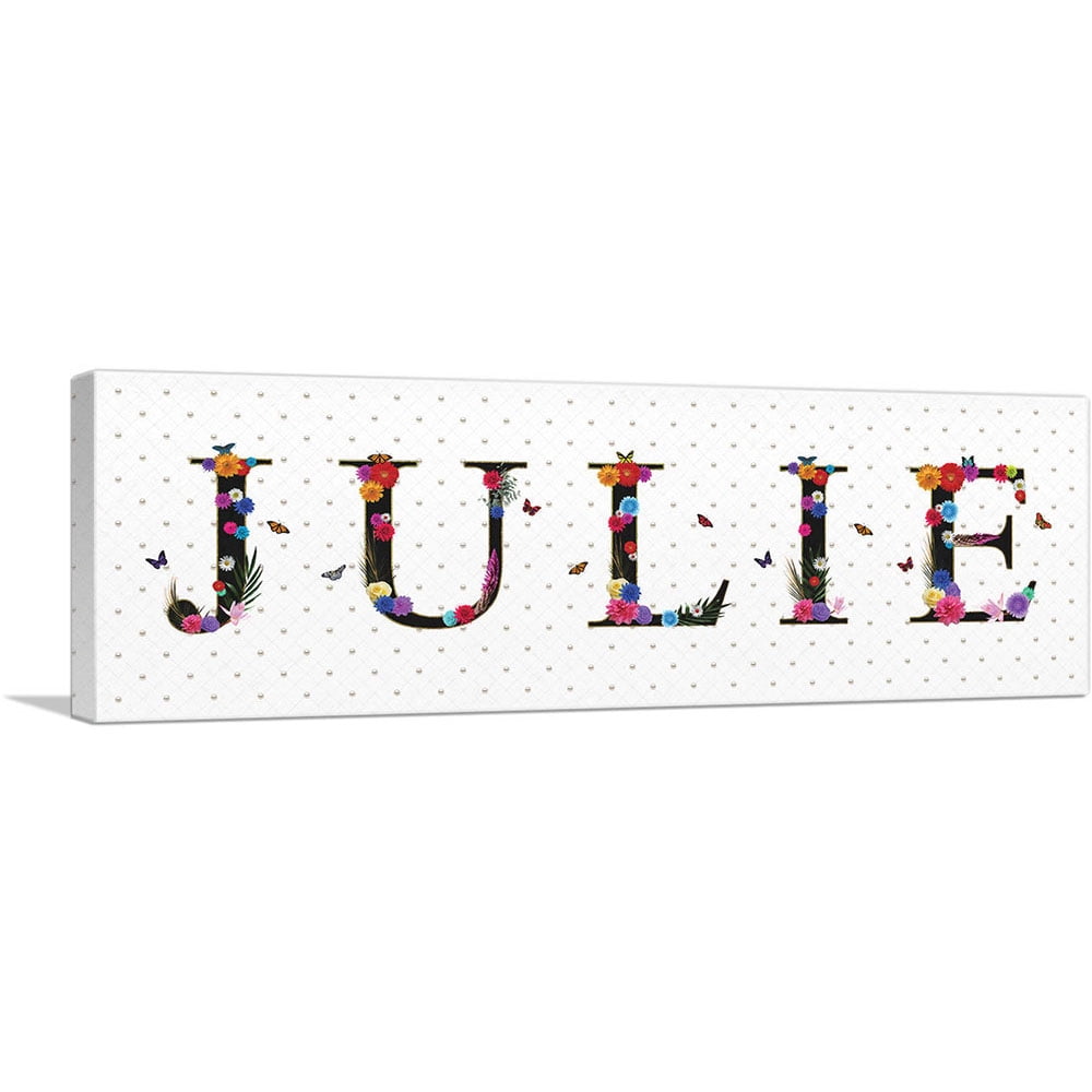 ARTCANVAS JULIE Girls Name Room Decor Canvas Art Print - Size: 48" x 16 ...