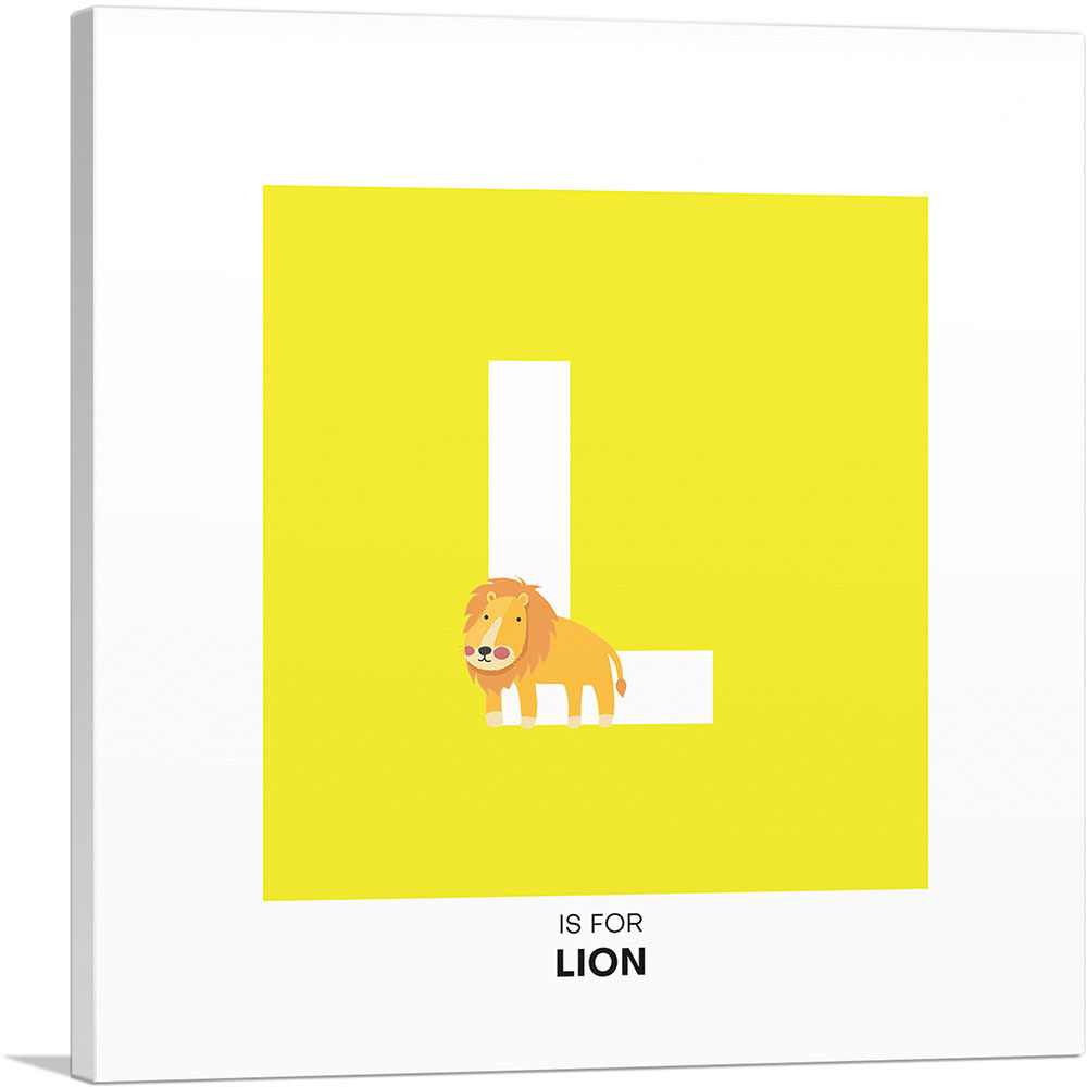 ARTCANVAS Kids Animal Alphabet Letter L Canvas Art Print - Size: 26" x ...
