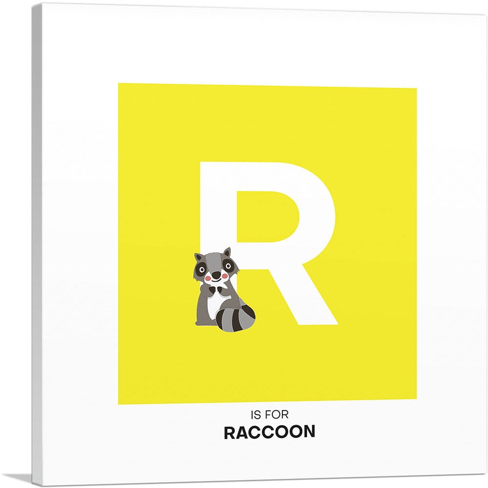 ARTCANVAS Kids Animal Alphabet Letter R Canvas Art Print - Size: 36" x ...