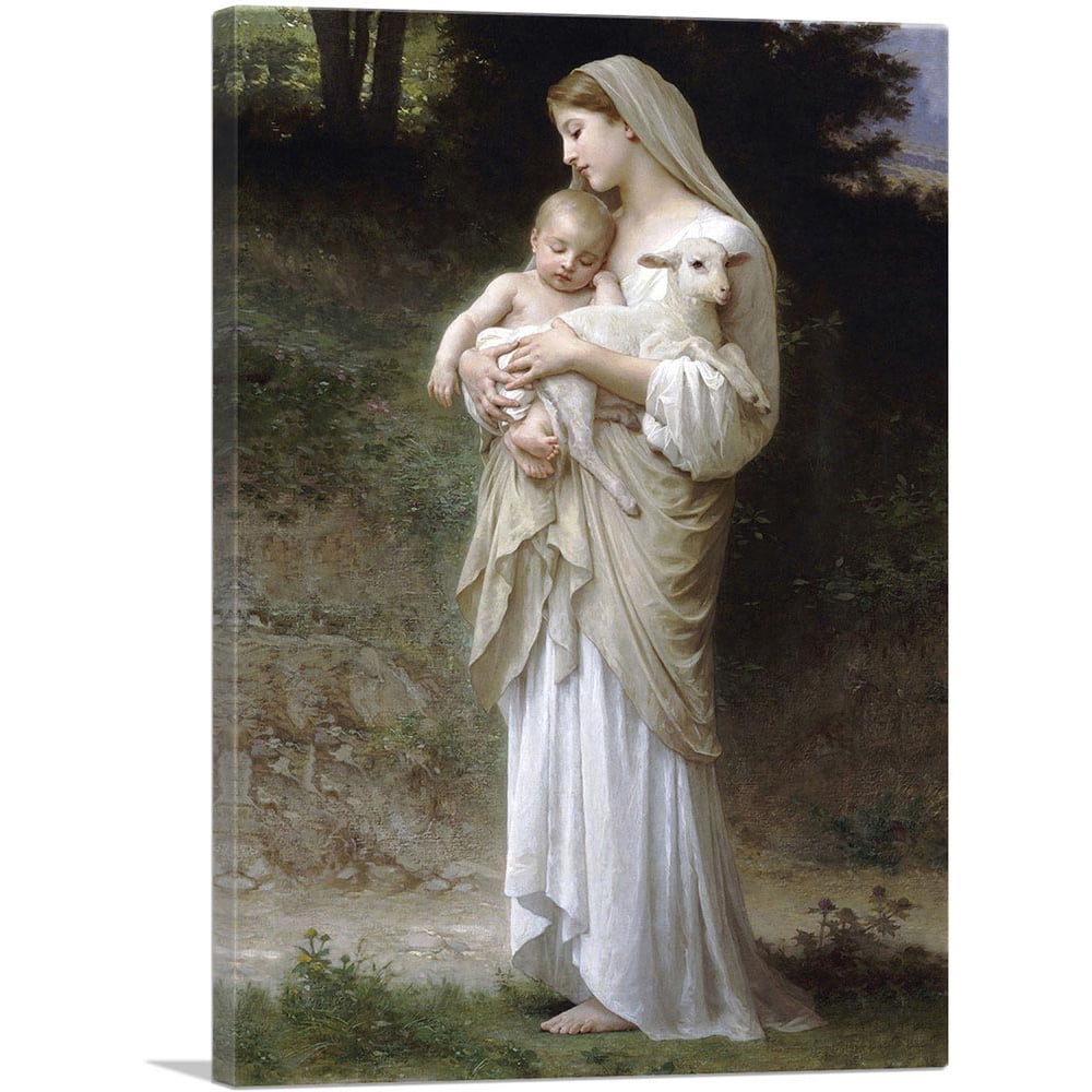 ARTCANVAS L Innocence Virgin Mary Baby Jesus Lamb Canvas Art Print by ...