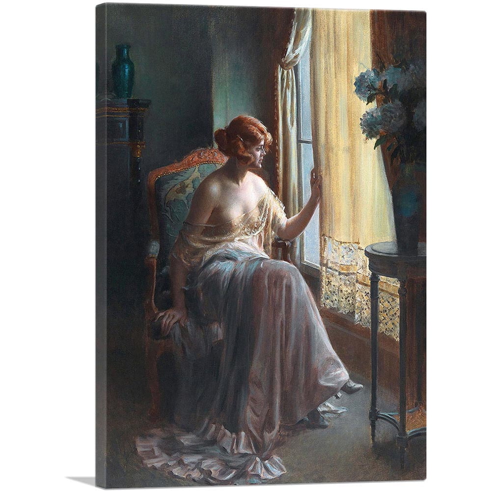 ARTCANVAS Lady In The Boudoir Canvas Art Print by Delphin Enjolras - Size: 26" x 18" (0.75" Deep ...