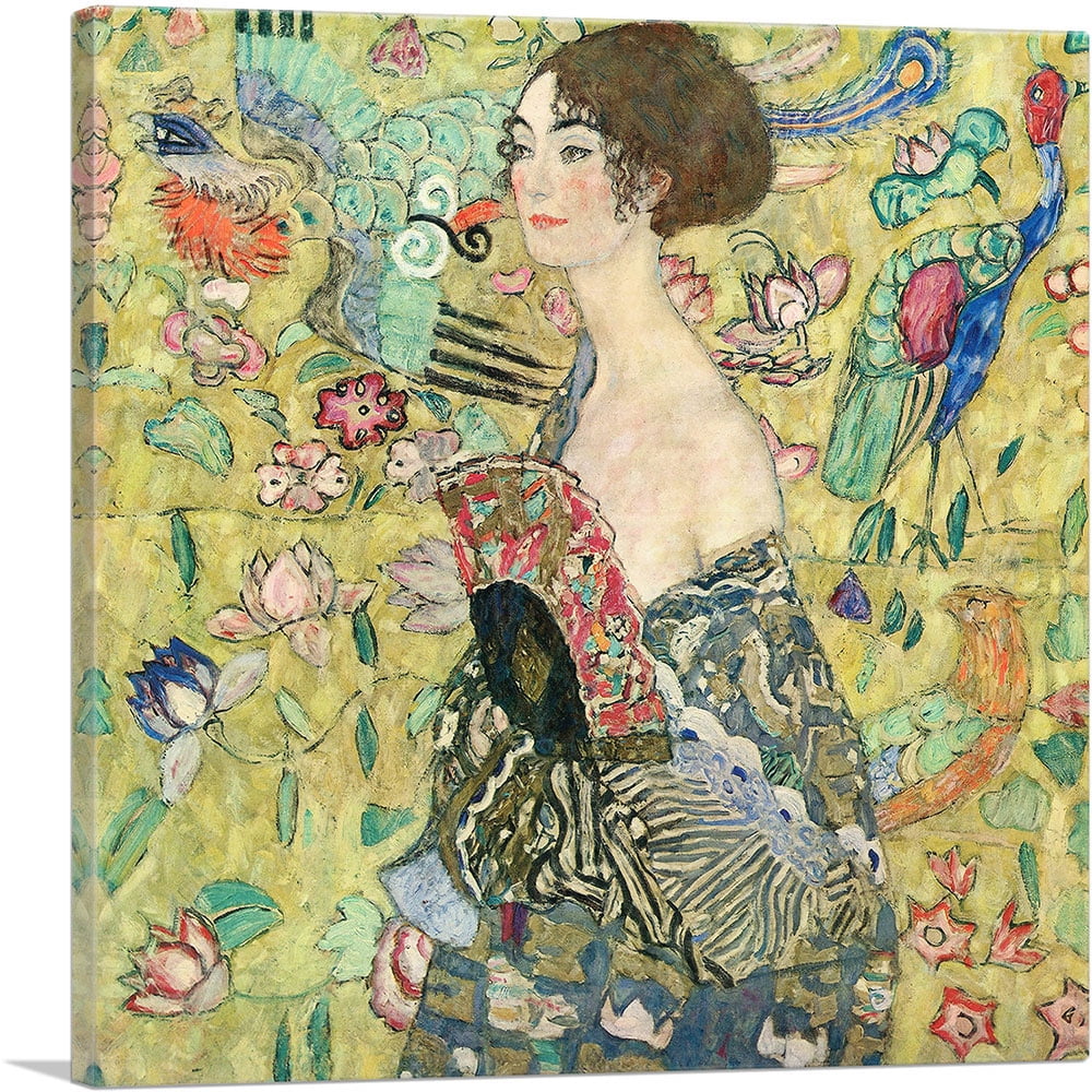 ARTCANVAS Lady With Fan 1918 Canvas Art Print by Gustav Klimt - Size ...