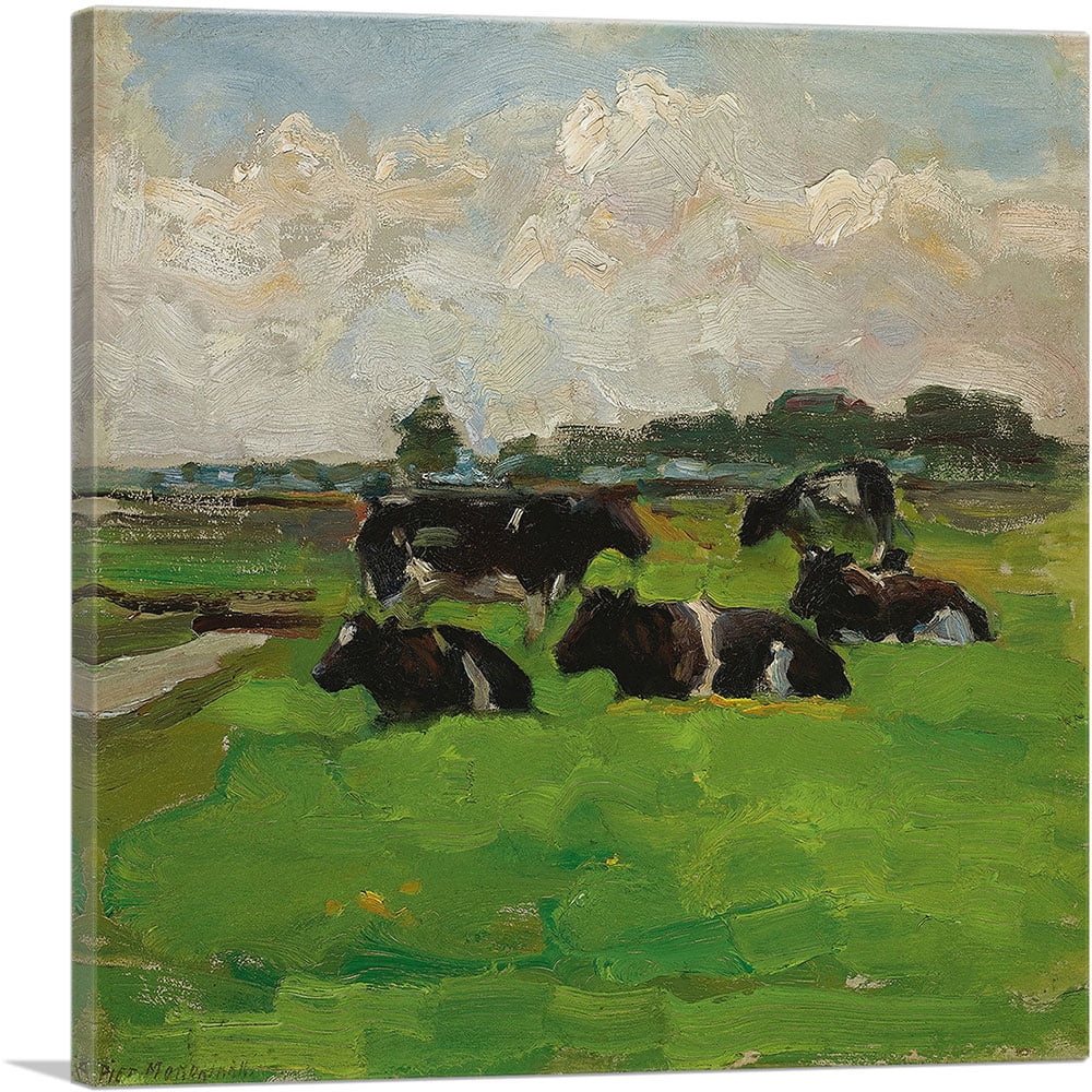 ARTCANVAS Landscape with Group of Five Cows 1901 Canvas Art Print by ...