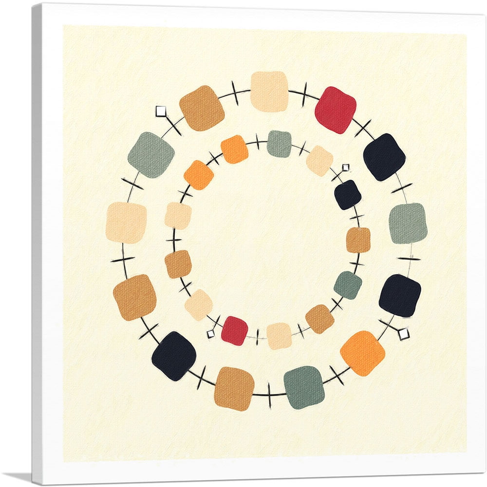 ARTCANVAS Mid-Century Modern Circular Array of Squares Canvas Art Print ...