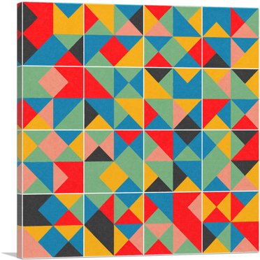 ARTCANVAS Mid-Century Modern A Window of Shapes Canvas Art Print - Size: 36" x 36" (1.50" Deep ...