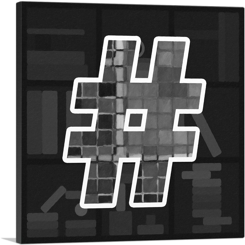 ARTCANVAS Modern Black White Alphabet Number Sign Hash Tag Pound Canvas ...