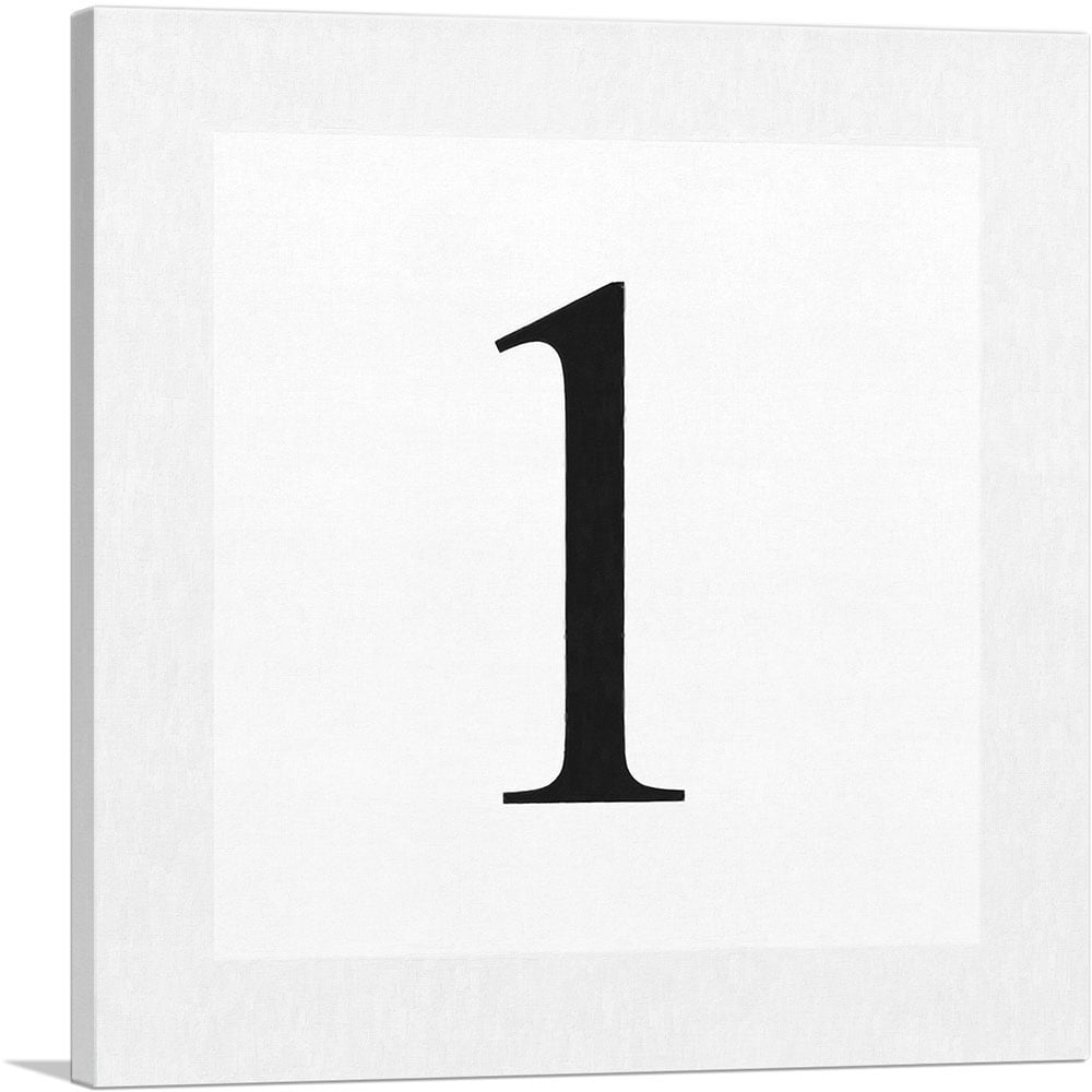 ARTCANVAS Modern Black and White Gray Serif Alphabet Number 1 One ...