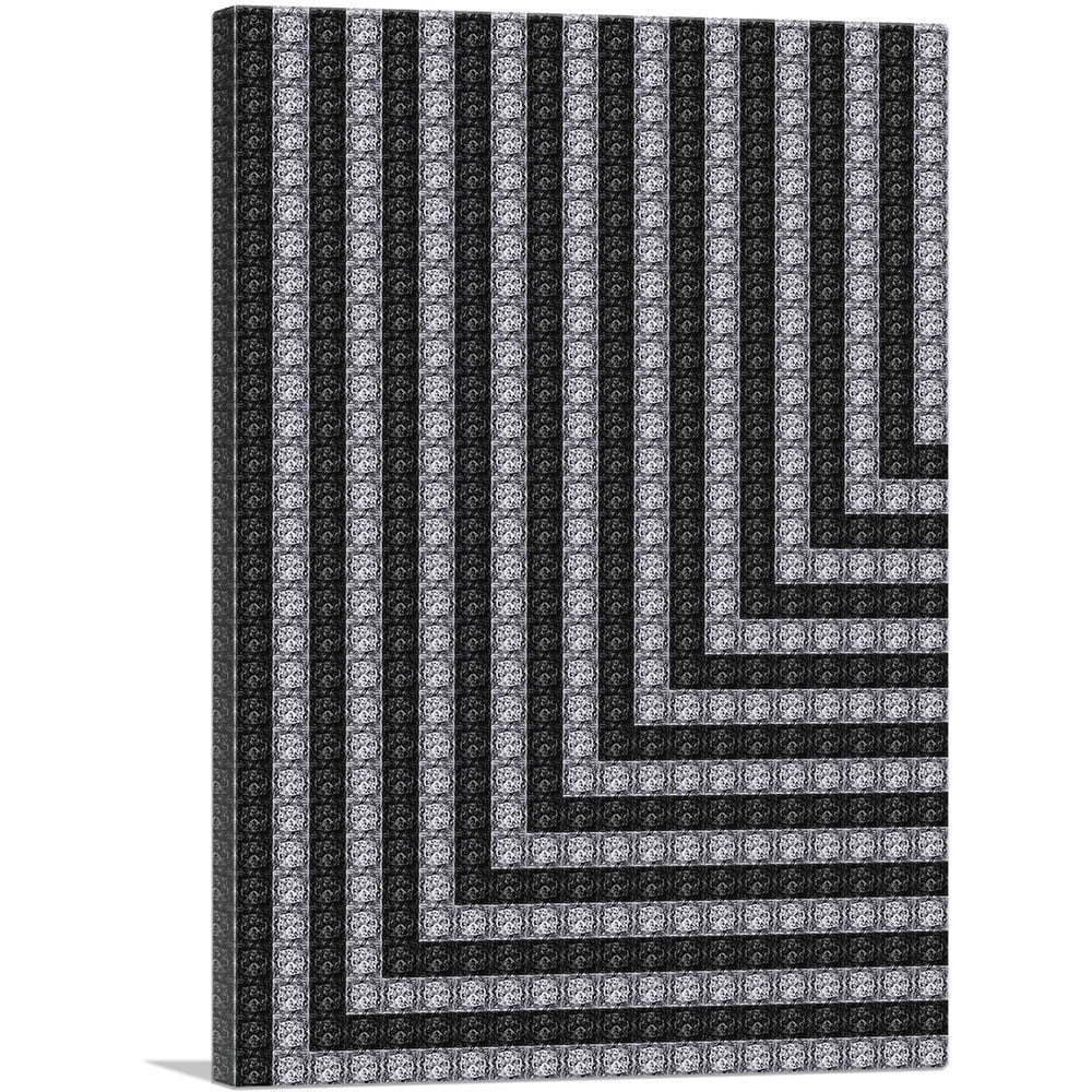ARTCANVAS Modern Contemporary Black White Jewel Lines Pixel Canvas Art ...
