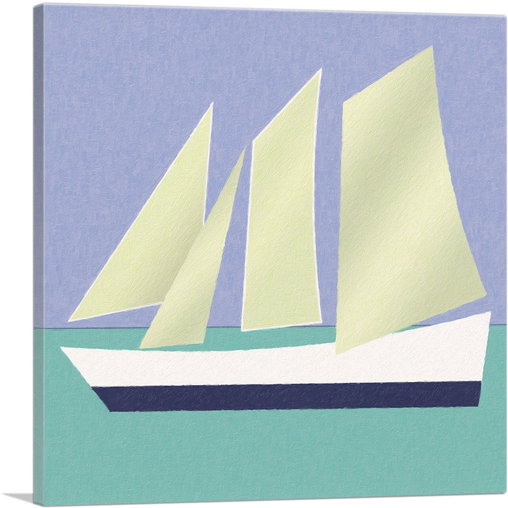 ARTCANVAS Modern Cutout Boat Canvas Art Print - Size: 36" x 36" (1.50 ...