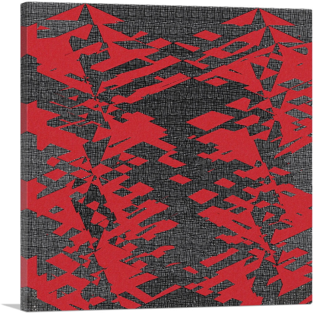 ARTCANVAS Modern Stark Red Glitched Shapes Over Scratchy Black ...