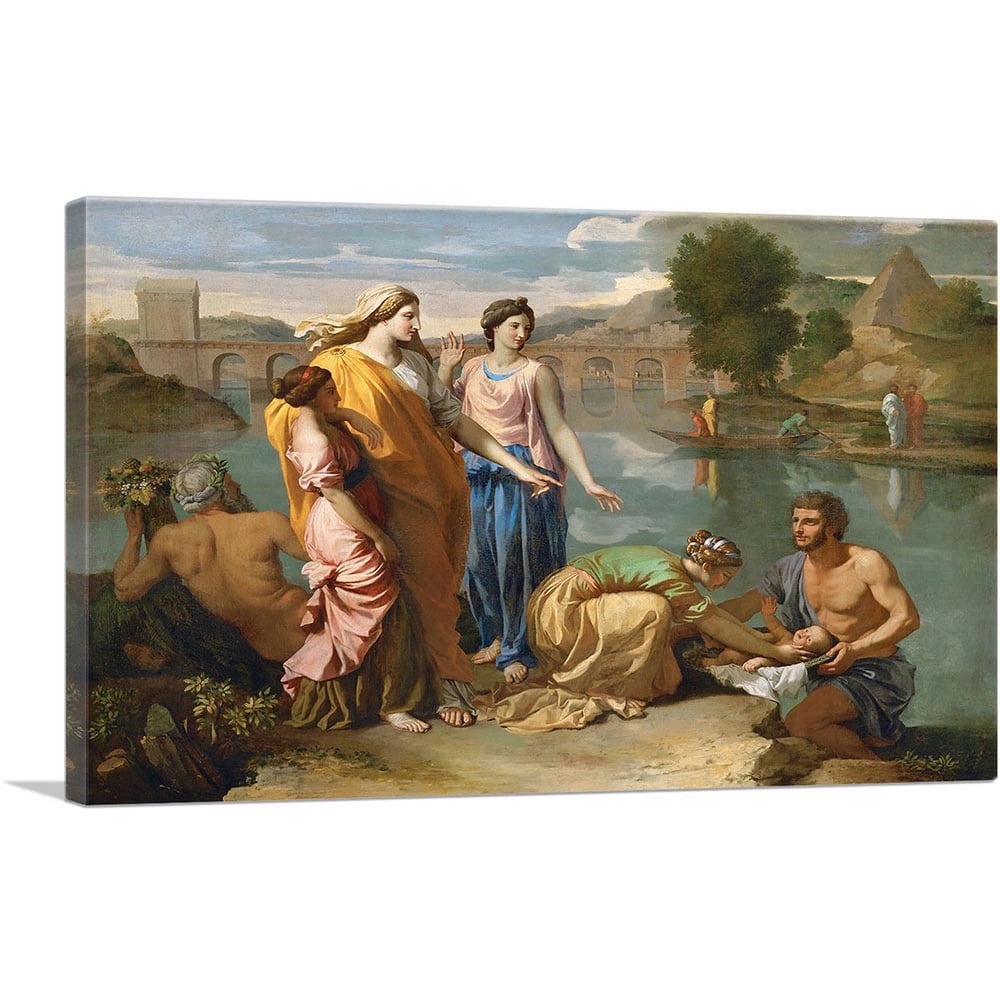 ARTCANVAS Moses Saved From The Water 1638 Canvas Art Print by Nicolas ...