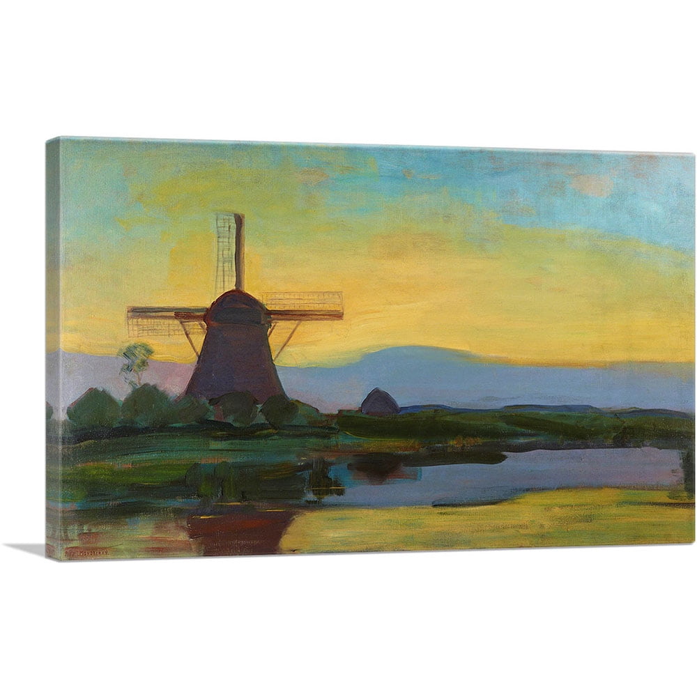 ARTCANVAS Oostzijde Windmill at Night 1908 Canvas Art Print by Piet ...
