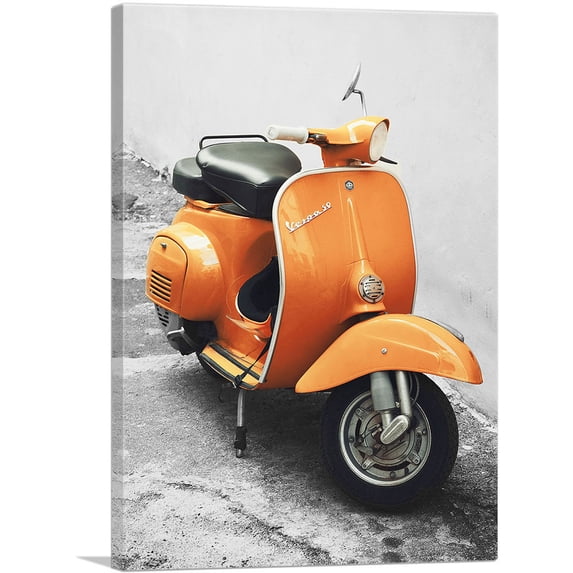 ARTCANVAS Orange Italian Vespa Scooter Canvas Art Print - Size: 40" x ...