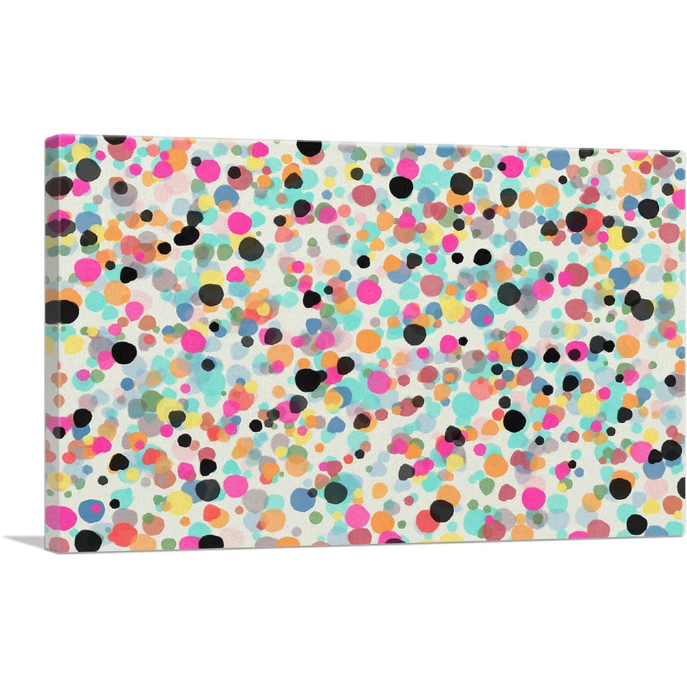 ARTCANVAS Pink Teal Black Yellow Spots Rectangle Canvas Art Print ...