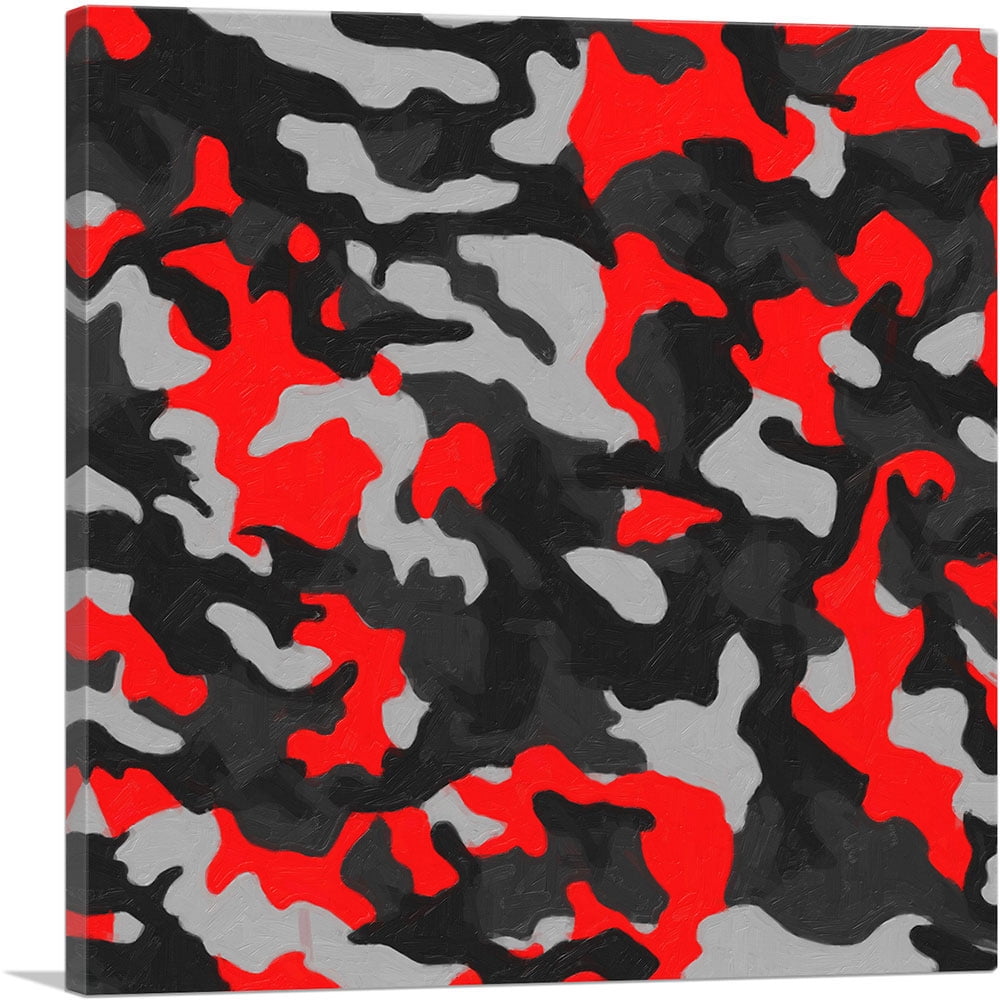 ARTCANVAS Red Dark Gray Black Camo Camouflage Pattern Canvas Art Print ...