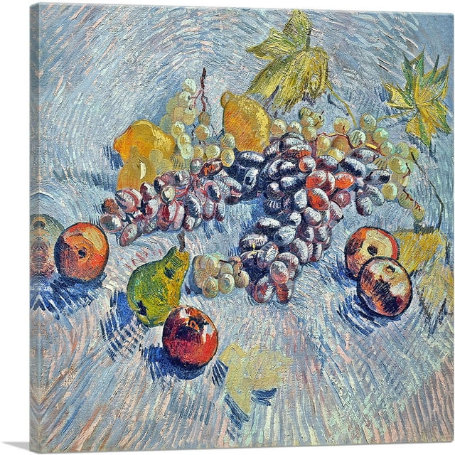 ARTCANVAS Still Life with Grapes, Apples, Lemons and Pear 1887 Canvas Art Print by Vincent Van ...