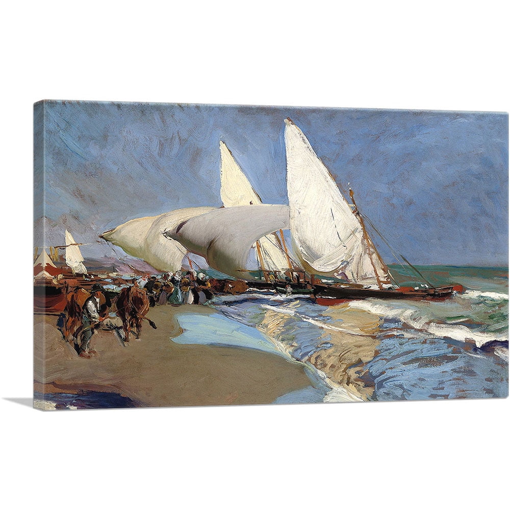 ARTCANVAS The Beach at Valencia 1908 Canvas Art Print by Joaquin ...