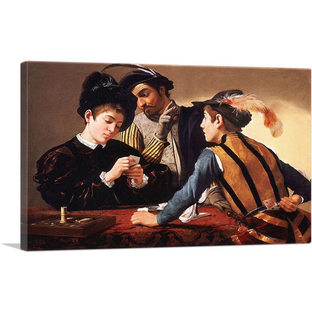ARTCANVAS The Cardsharps 1597 Canvas Art Print by Caravaggio - Size: 18 ...