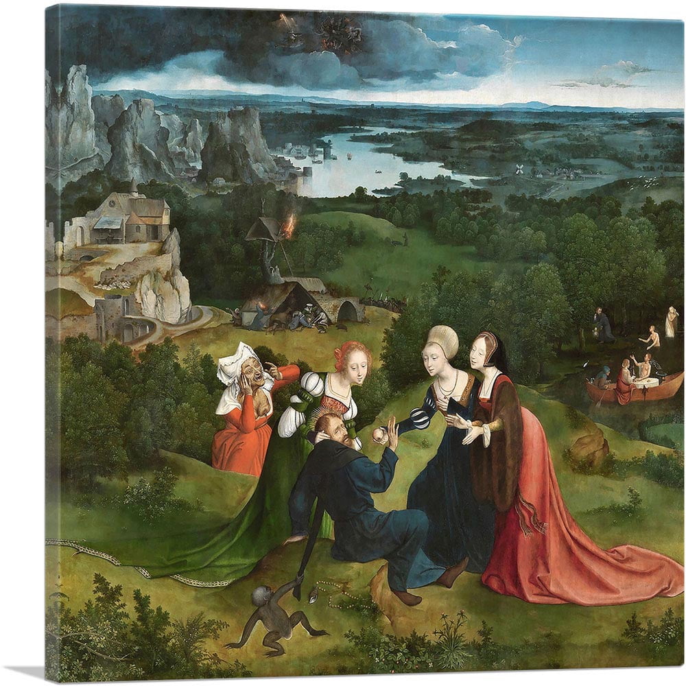 ARTCANVAS The Temptation Of Saint Anthony Canvas Art Print by Joachim Patinir - Size: 18" x 18 ...
