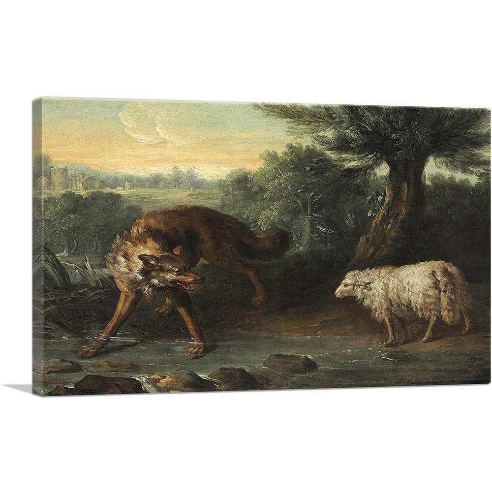 ARTCANVAS The Wolf And The Lamb Canvas Art Print by Jean Baptiste Oudry ...