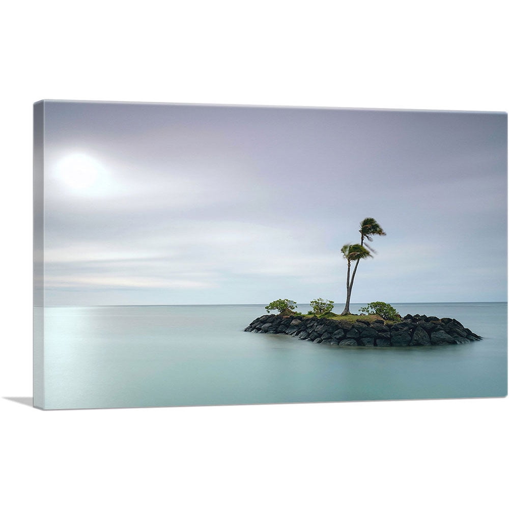 ARTCANVAS Tiny Island with Two Palm Trees in Honolulu Hawaii Canvas Art ...