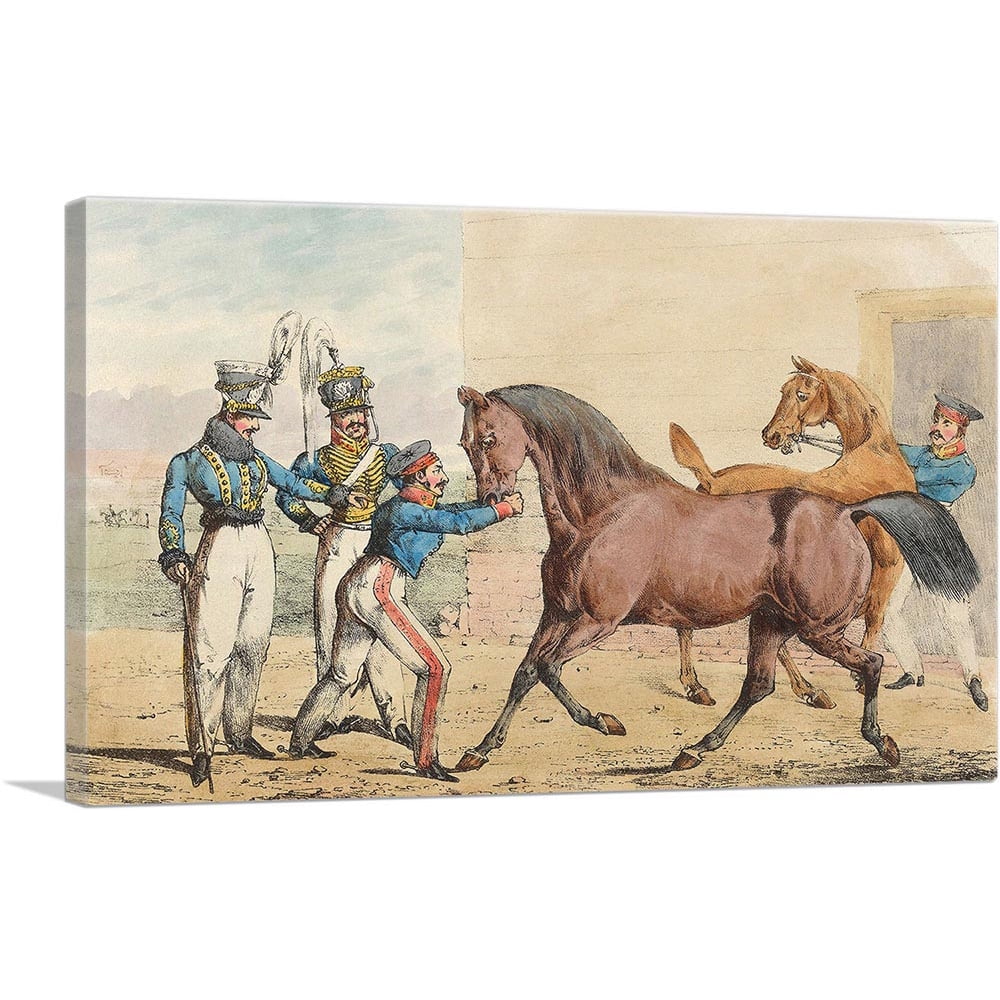 ARTCANVAS Two Soldiers Of a Cavalry Unit With Horses Grooms 1823 Canvas ...