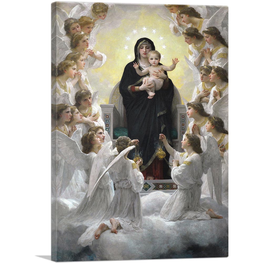 ARTCANVAS Virgin With Angels Mary And Child Jesus Canvas Art Print by ...