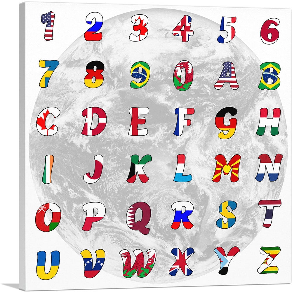 ARTCANVAS World Flags Square Full Alphabet Canvas Art Print - Size: 26 ...