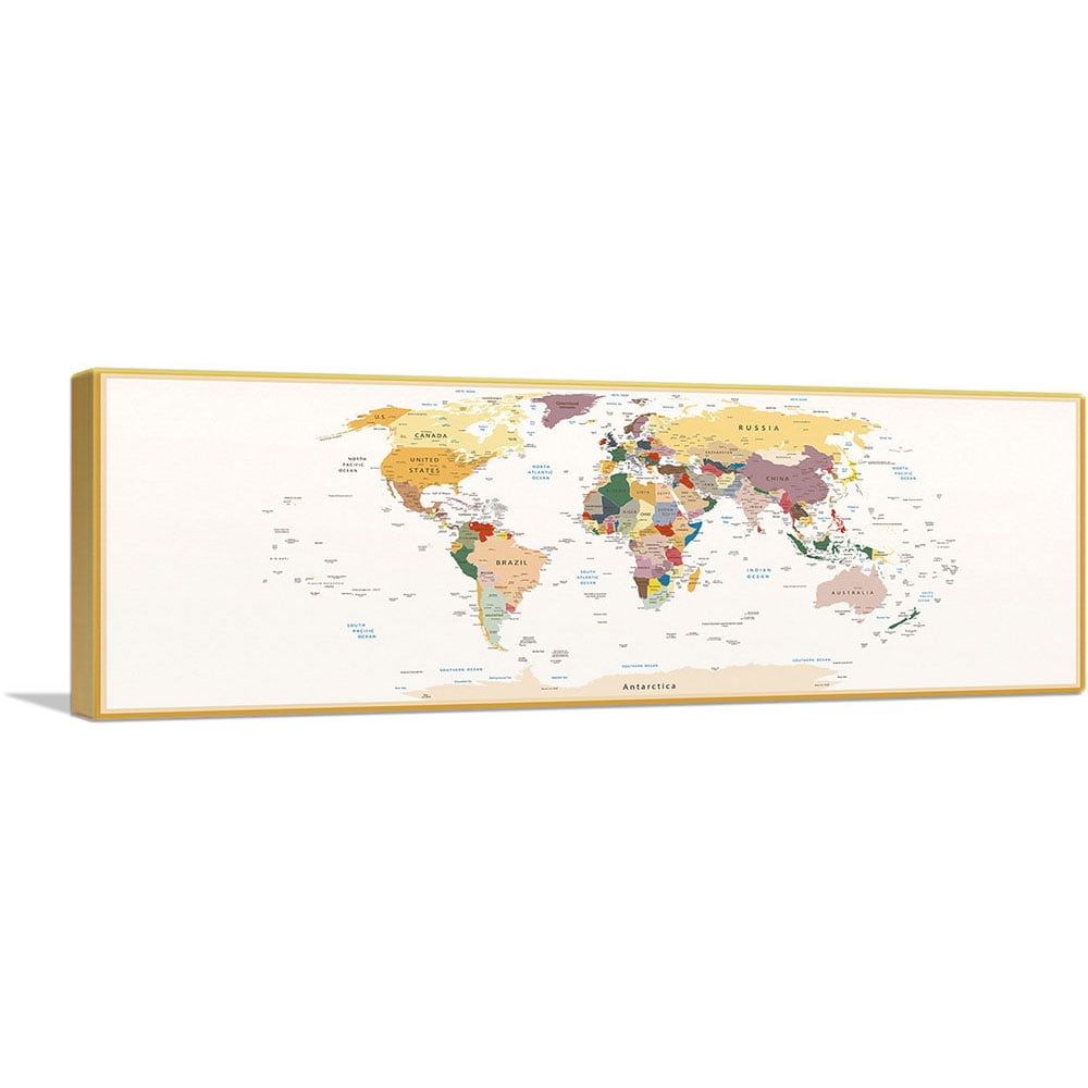 ARTCANVAS World Map Earth Tone Panoramic Canvas Art Print - Size: 48" x ...