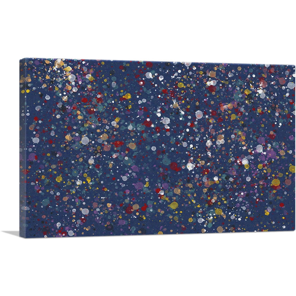 ARTCANVAS Yellow Red White Spots Navy Blue Rectangle Canvas Art Print ...