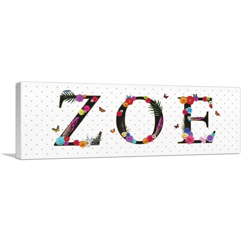 ARTCANVAS ZOE Girls Name Room Decor Canvas Art Print - Size: 36" x 12 ...