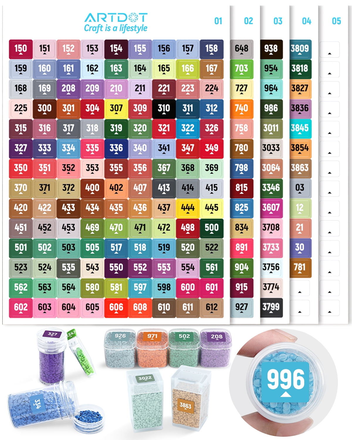 ARTDOT 2 Set （ 489 Colors Per Set） Label Stickers for Diamond Art ...
