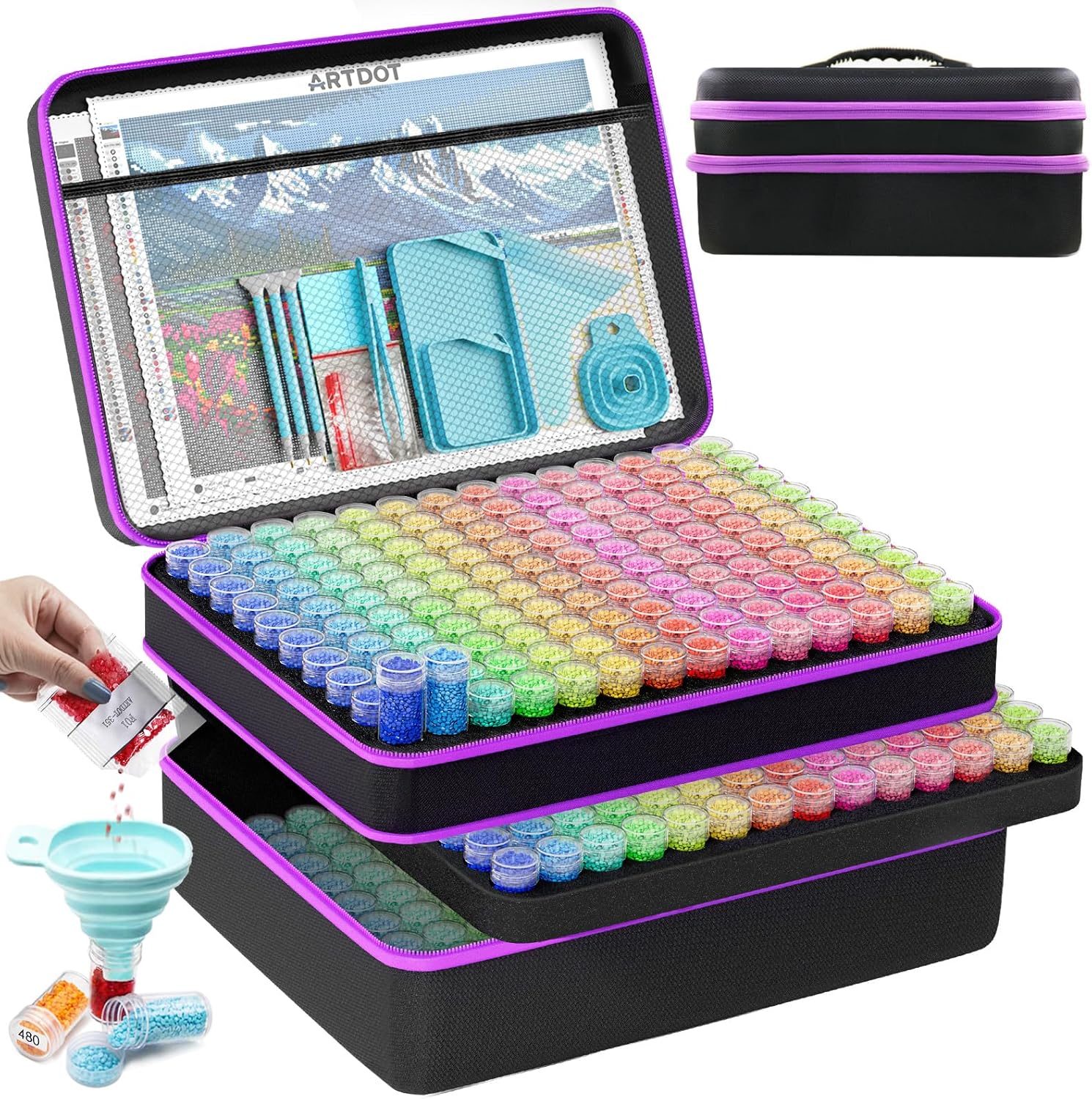 ARTDOT 60 Slot Diamond Art Storage Container – Portable Bead Storage ...