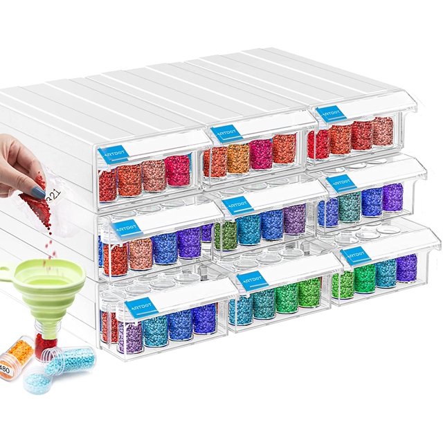 ARTDOT 9-Drawer Plastic Organizer - Stackable Table Storage (288-Slots ...