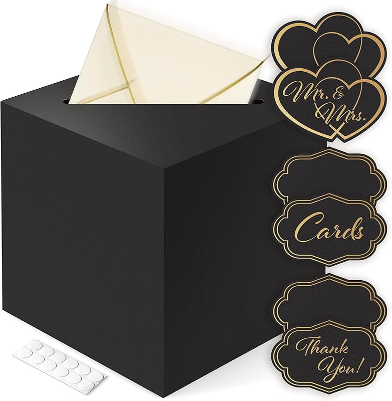 ARTESORI White Wedding Card Box - Cards Stickers & Large Box Slot, Gift ...