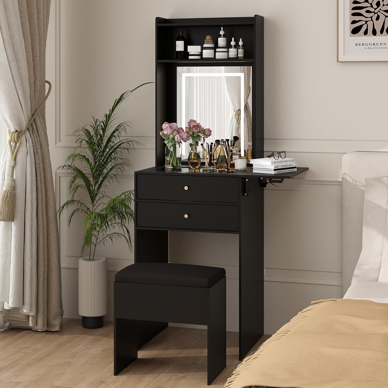 ARTETHYS Small Vanity Desk Set with 3 Adjustable Lighted Mirror and ...
