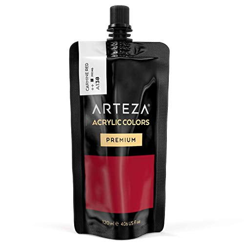 ARTEZA Acrylic Paint Carmine Red Color (120 ml Pouch, Tube), Rich ...