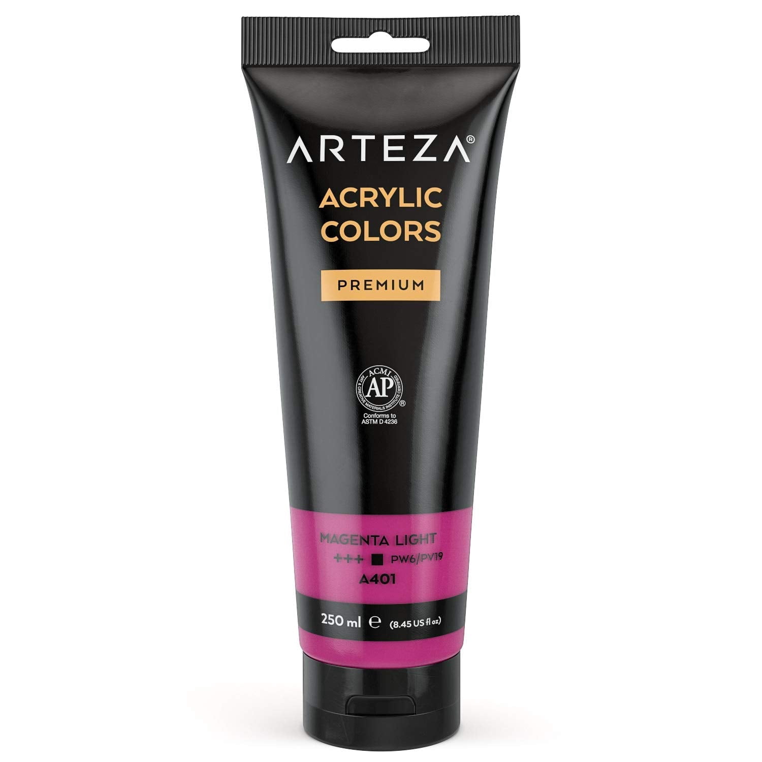 ARTEZA Acrylic Paint, Magenta Light Color 8.45 oz/250 ml Tube, Rich ...