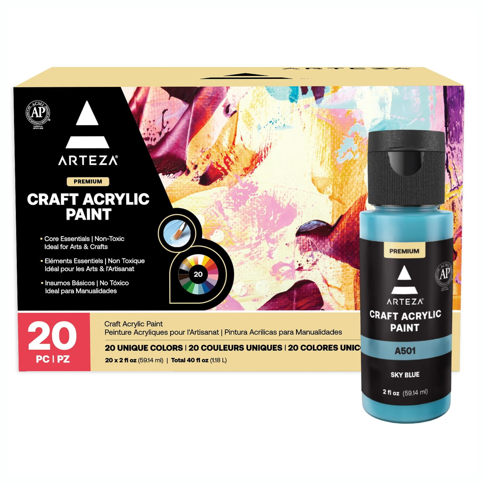 ARTEZA Craft AcrylicTRDN Paint Set, Water-Based Acrylic Craft Paint ...